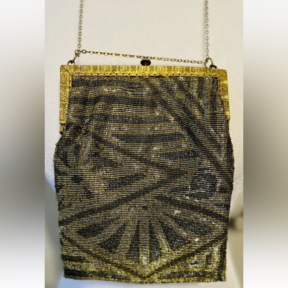 Bags | Vintage Antique 2s Art Deco France Steel Micro Beaded Gold ...